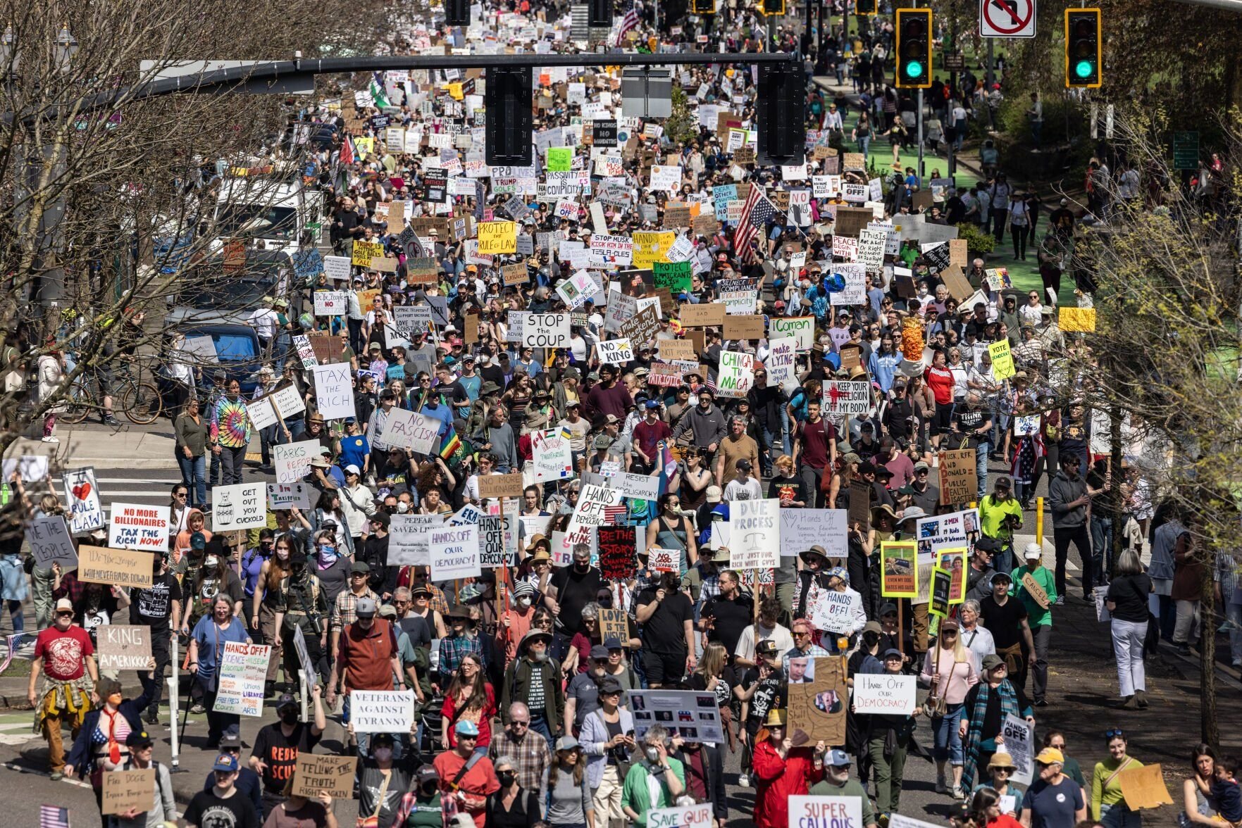 ‘This country was born in protest:’ Thousands join nationwide Hands Off ...