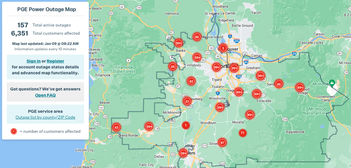 In Portland metro area, thousands without power Tuesday as high winds ...